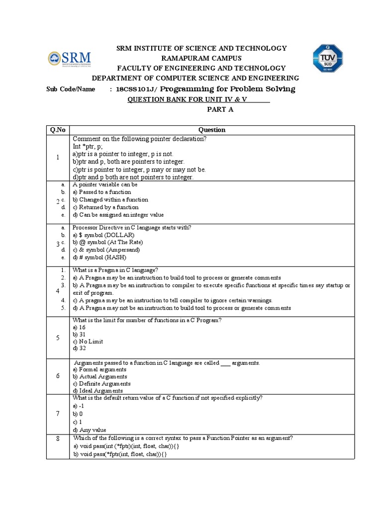 UNIT 5 Programing | PDF | Pointer (Computer Programming) | C ...