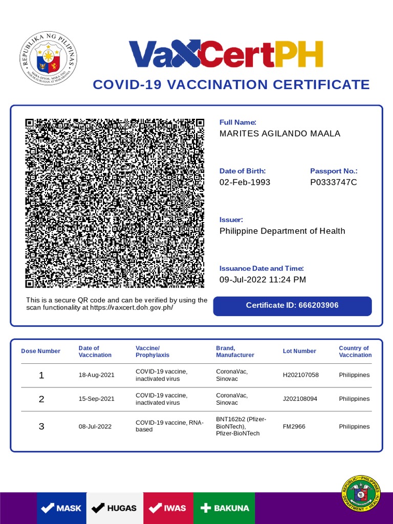 COVID-19 Vaccination Certificate Details | PDF