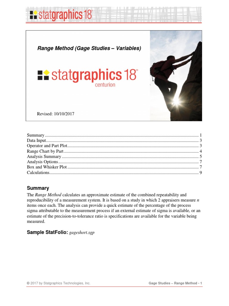 MSA - Range Method - Gage - Studies - Range - Method | PDF | Standard ...