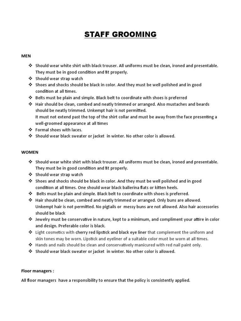 Staff Grooming | PDF