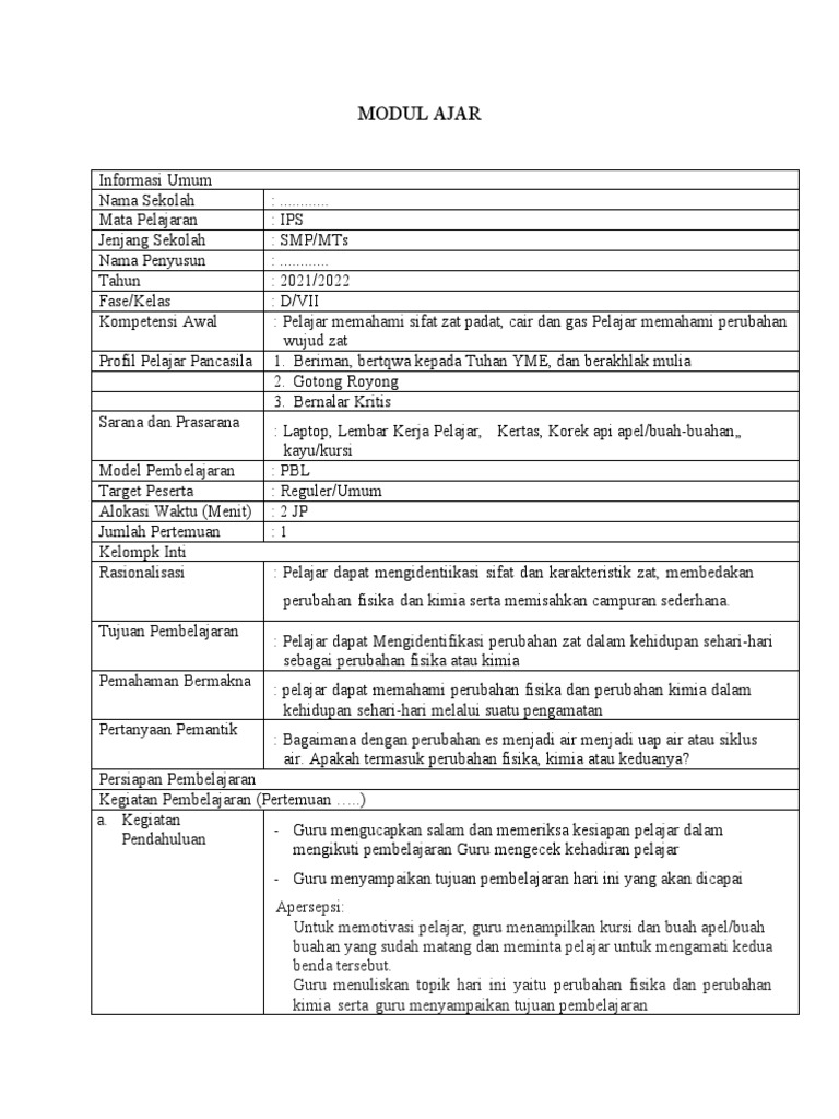 Modul Ajar - Mts | PDF | Karier & Perkembangan | Sains & Matematika