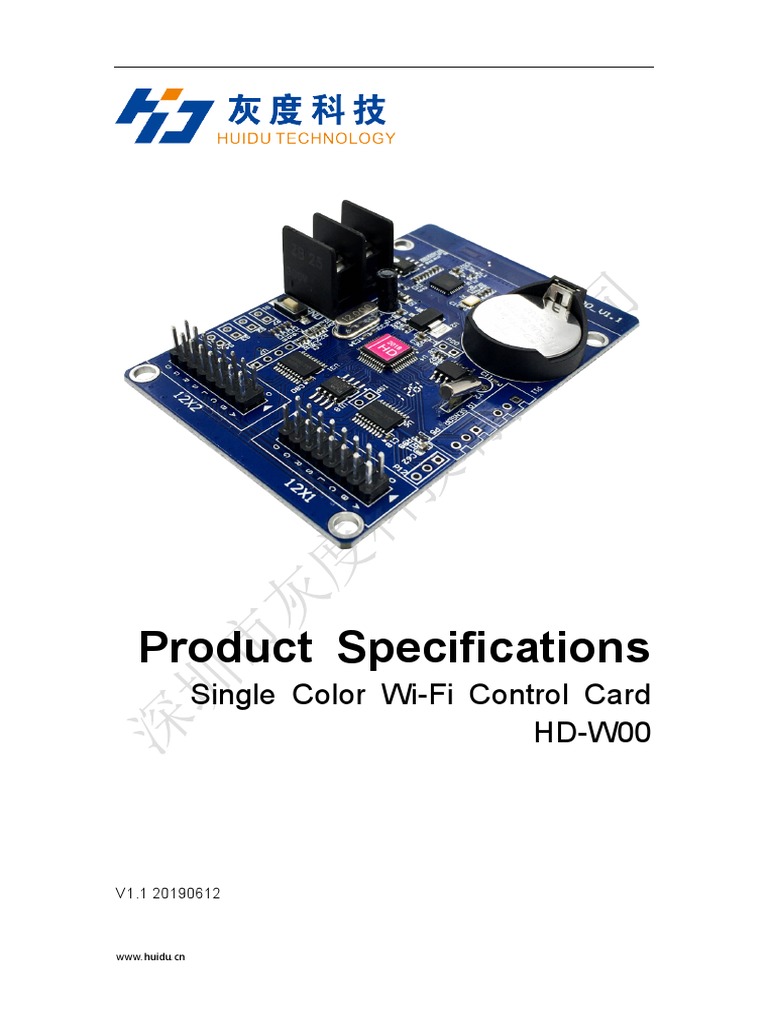 Product Specifications: Single Color Wi-Fi Control Card HD-W00 | PDF ...