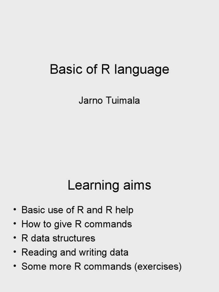 Basic of R Language: Jarno Tuimala | PDF | Software | Information Age