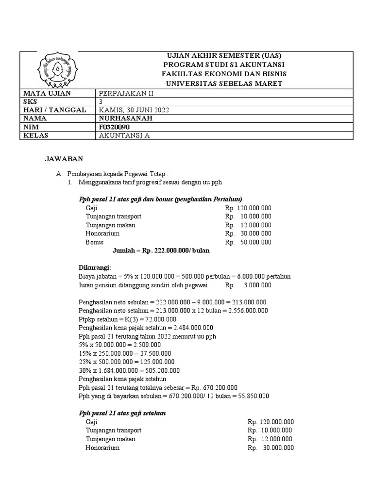 UAS Perpajakan II | PDF