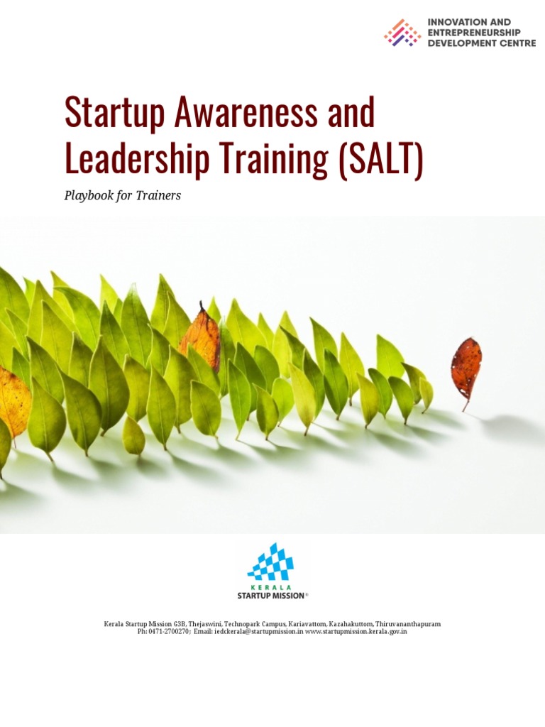 Startup Awareness and Leadership Training (SALT) Playbook for Trainers ...