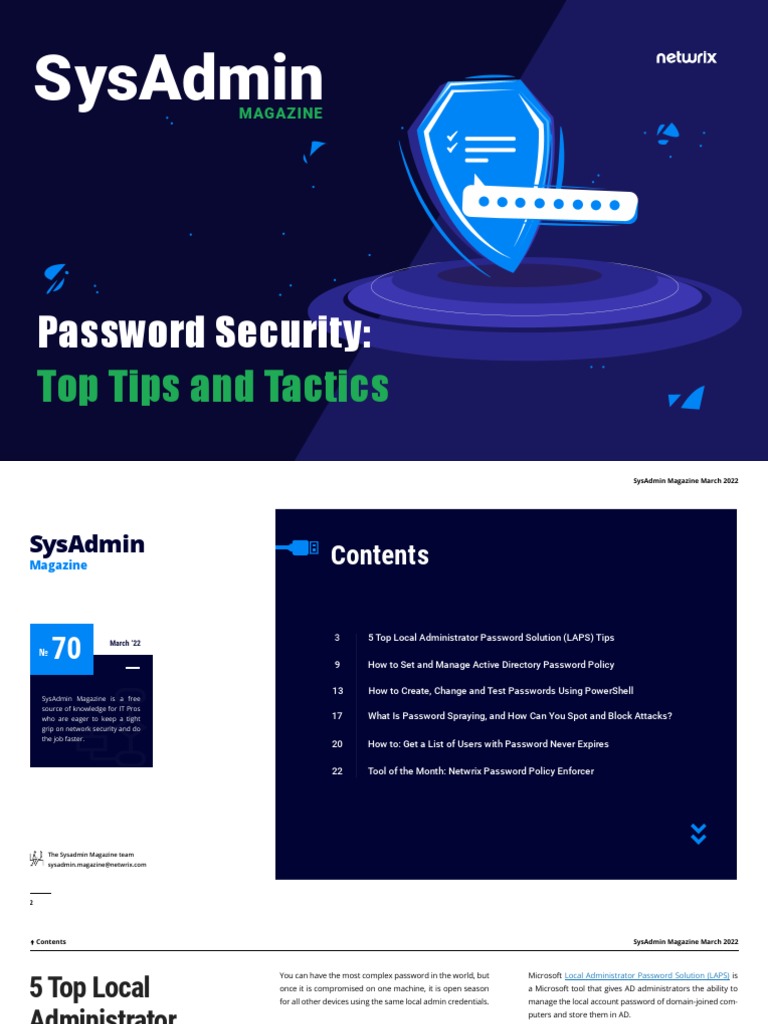 Password Security Tips for SysAdmins | PDF | Group Policy | Password