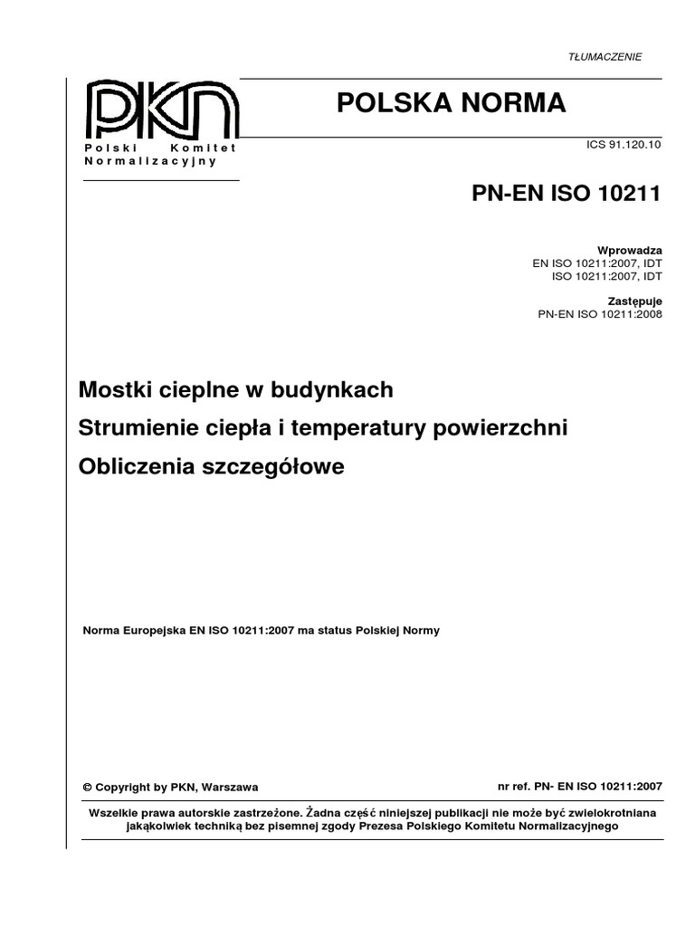 PN-EN-ISO 10211 Mostki Cieplne W Budynkach. Strumienie Ciepła I ...