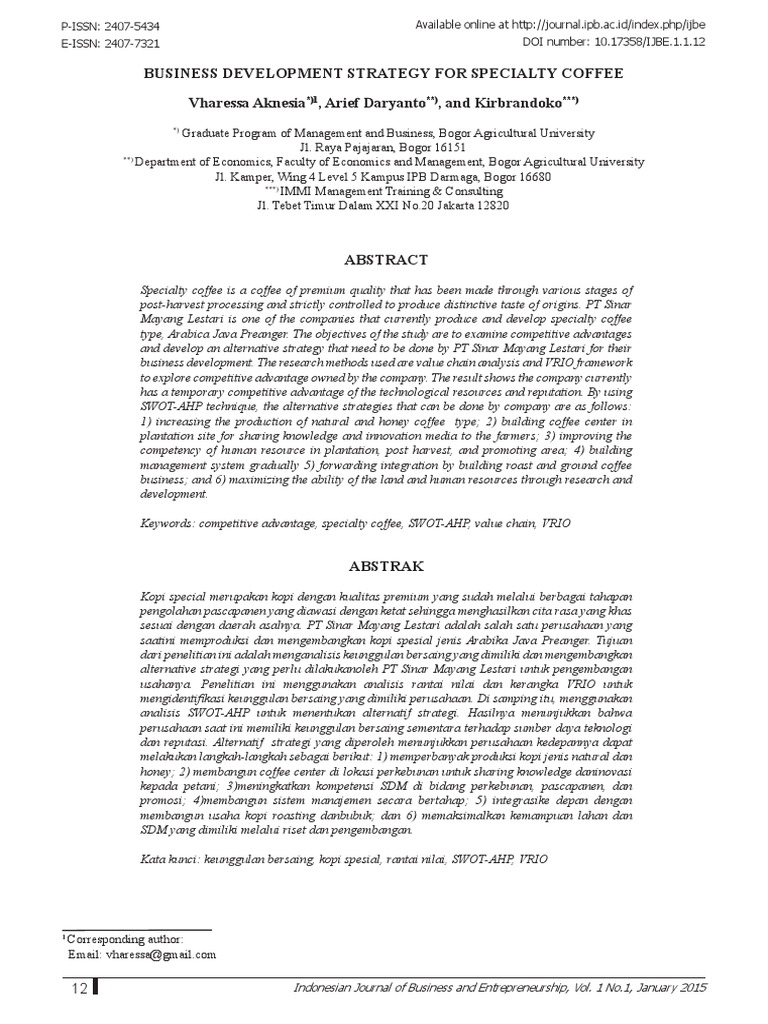 Business Development Strategy For Specialty Coffee | PDF | Coffee ...