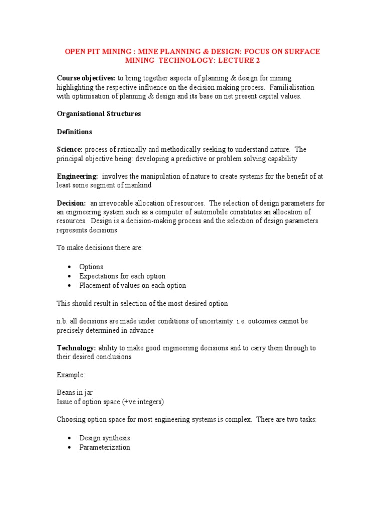 Surface Mining Planning & Design | PDF | Mining | Gear