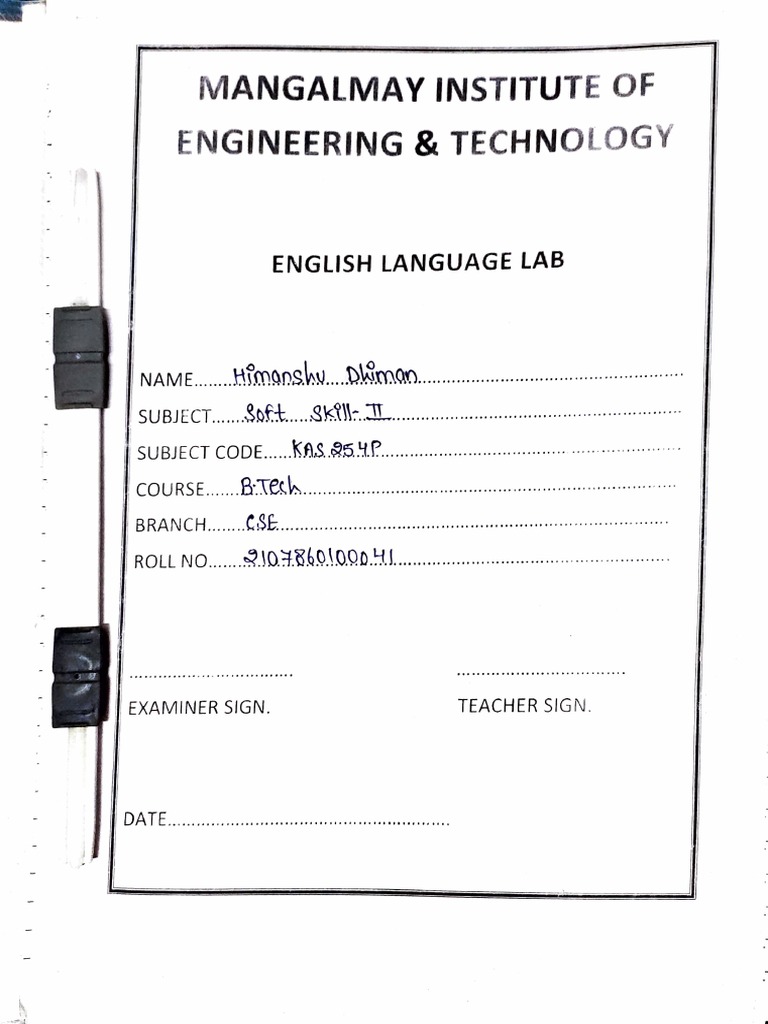 Soft Skills Practical File | PDF