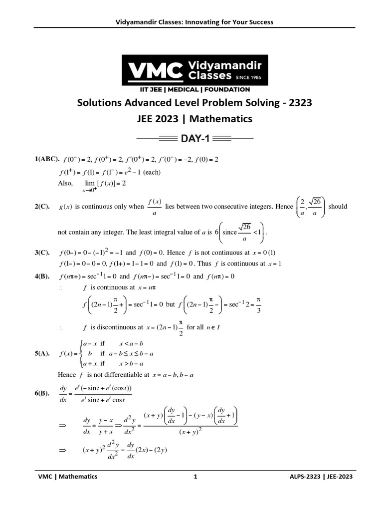 ALPS 2323 Maths Assignment Solutions | PDF | Mathematical Concepts ...