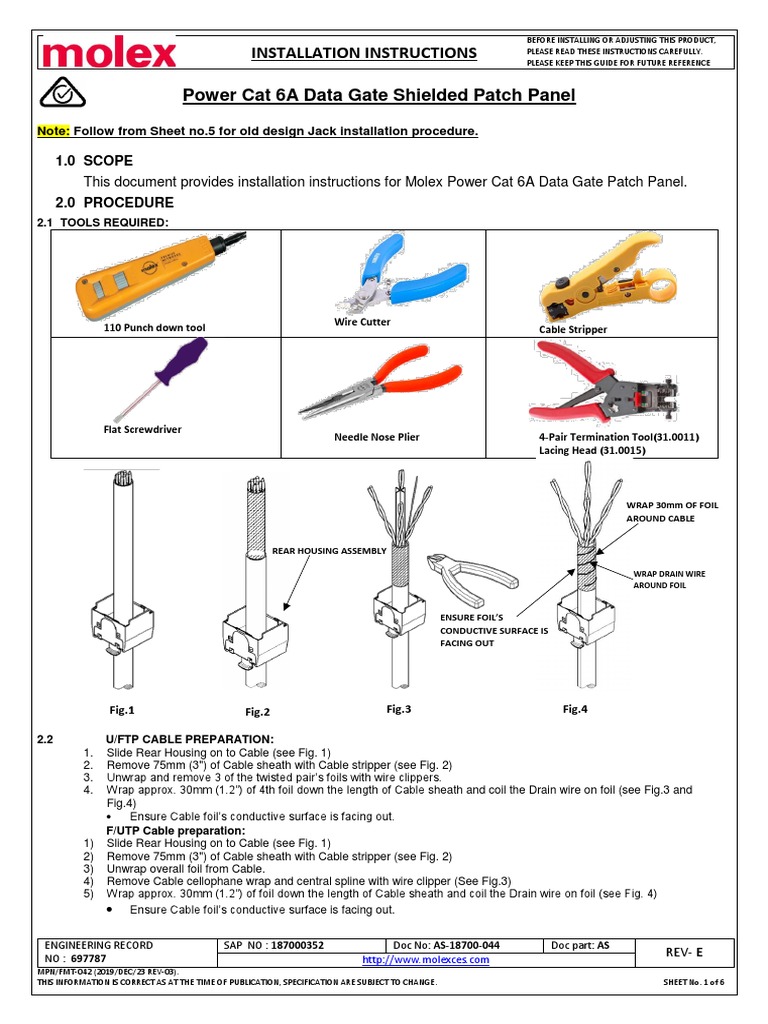 Installation Instructions Power Cat 6A Data Gate Shielded Patch Panel | PDF | Manufactured Goods ...