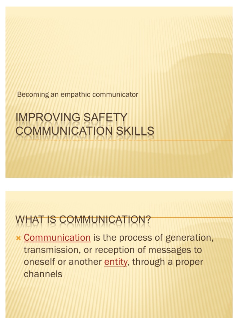 Improving Safety Communication Skills | PDF | Empathy | Communication
