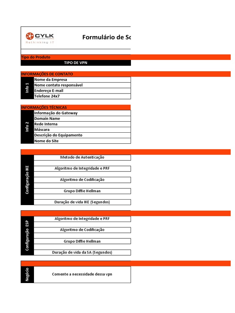 Formulário VPN IPSEC | PDF | Rede Privada Virtual (VPN) | Rede de ...