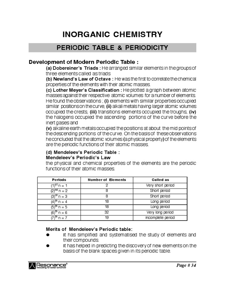 Inorganic Chemistry: Periodic Table & Periodicity | PDF