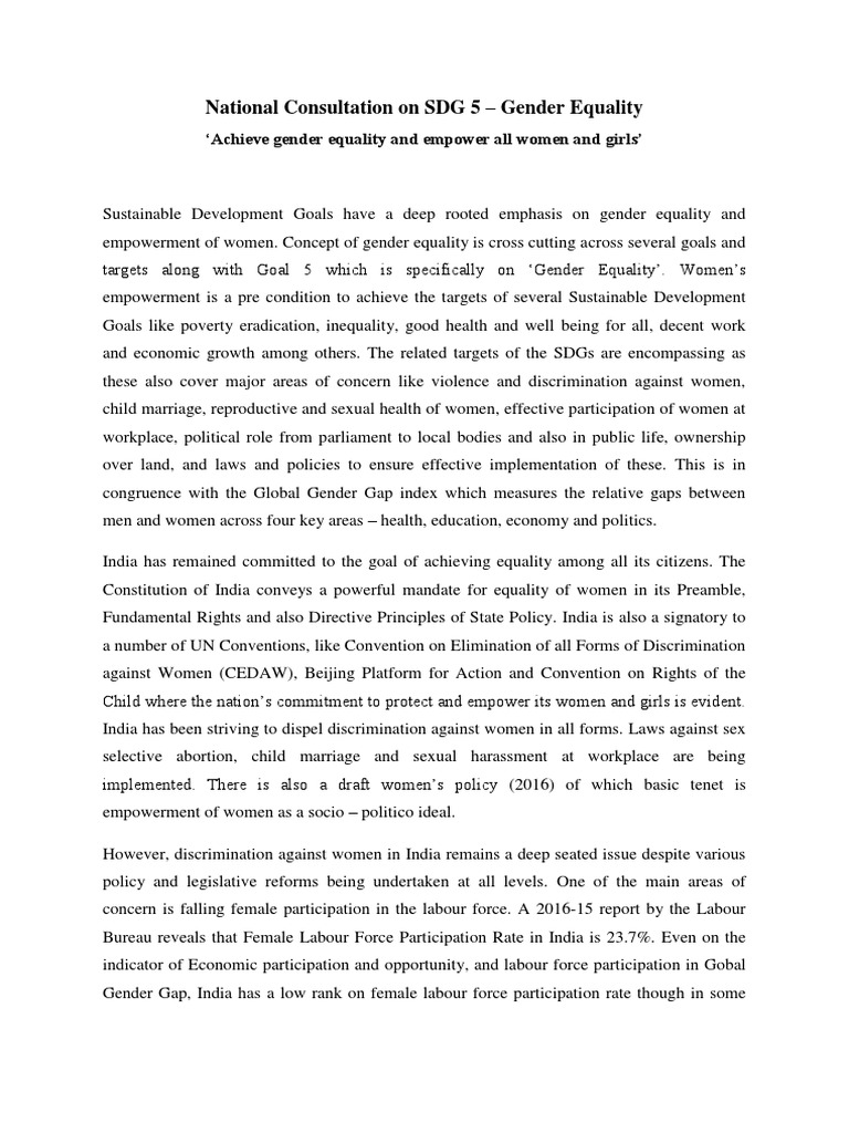 Empowering Women for SDG 5 in India | PDF | Gender Studies | Gender ...