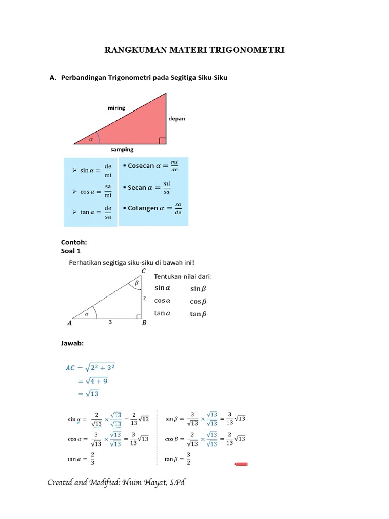 Rangkuman Materi Trigonometri | PDF