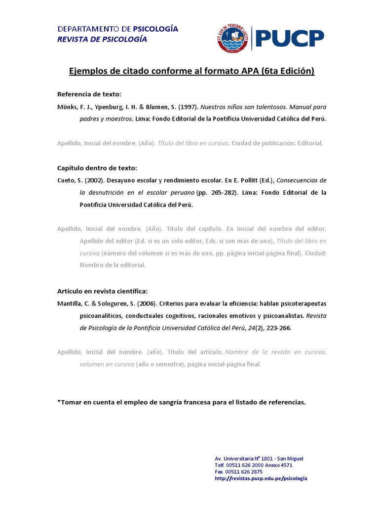 Ejemplos de citas en formato APA | PDF | Relaciones personales, crianza ...