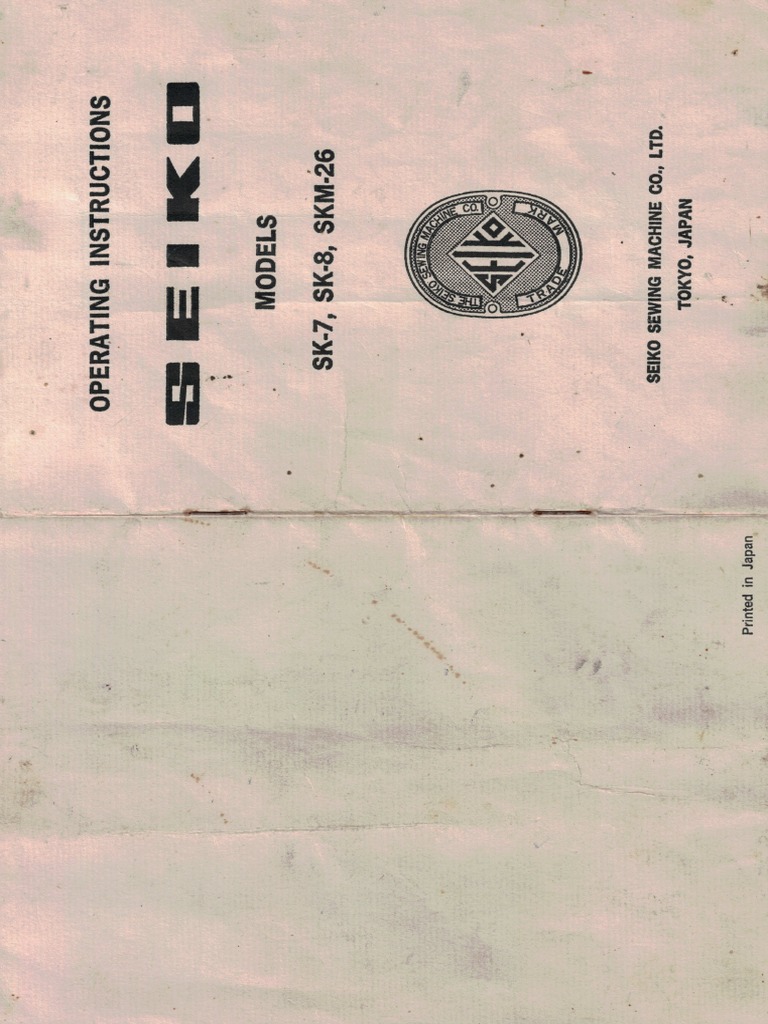 Manual Singer 132K6 Seiko SK-7 SK-8 SK-26 | PDF