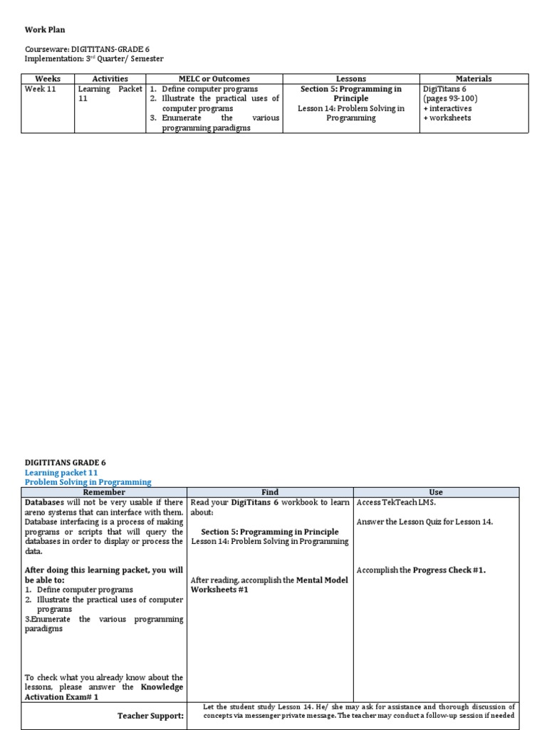 Computer 6 Module | PDF | Computer Programming | Worksheet