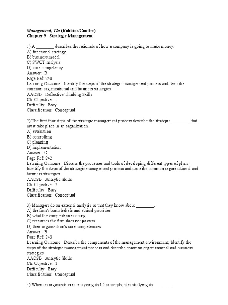 Chapter 09 - Strategic Management | PDF | Strategic Management | Swot ...