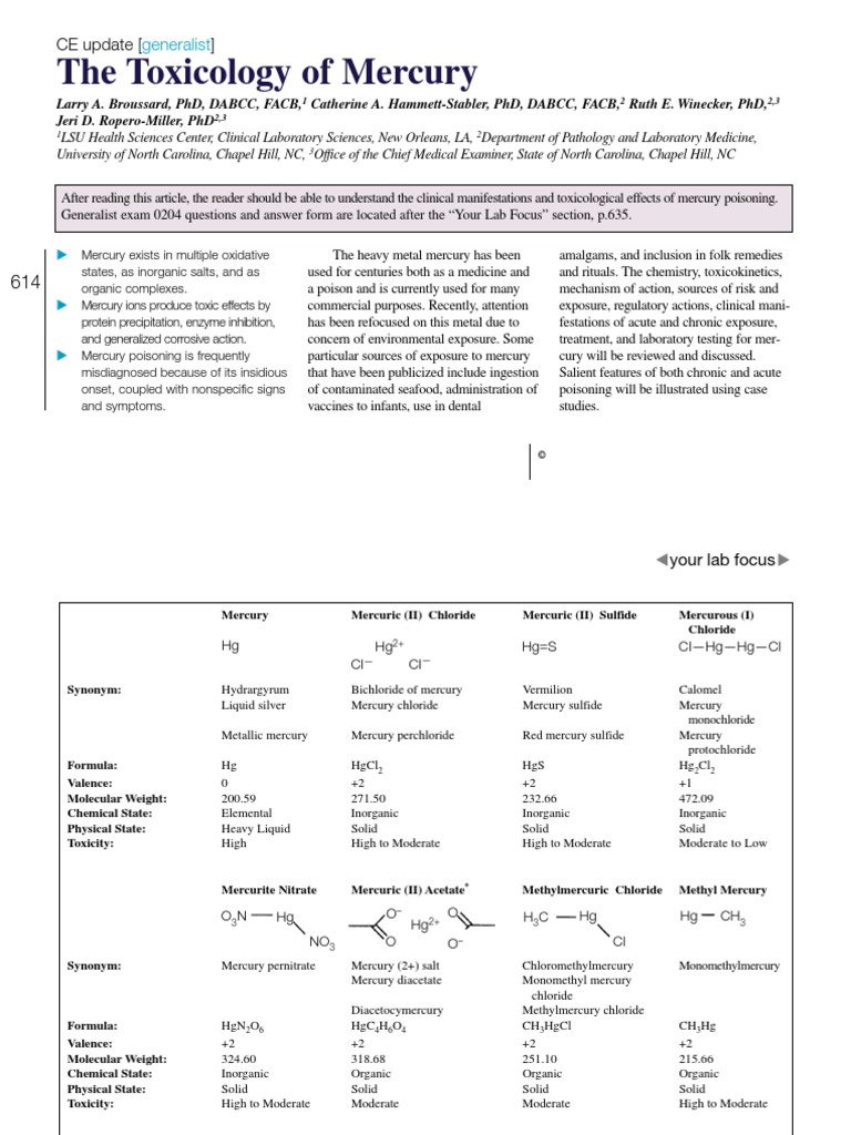 The Toxicology of Mercury | PDF | Mercury (Element) | Vaccines