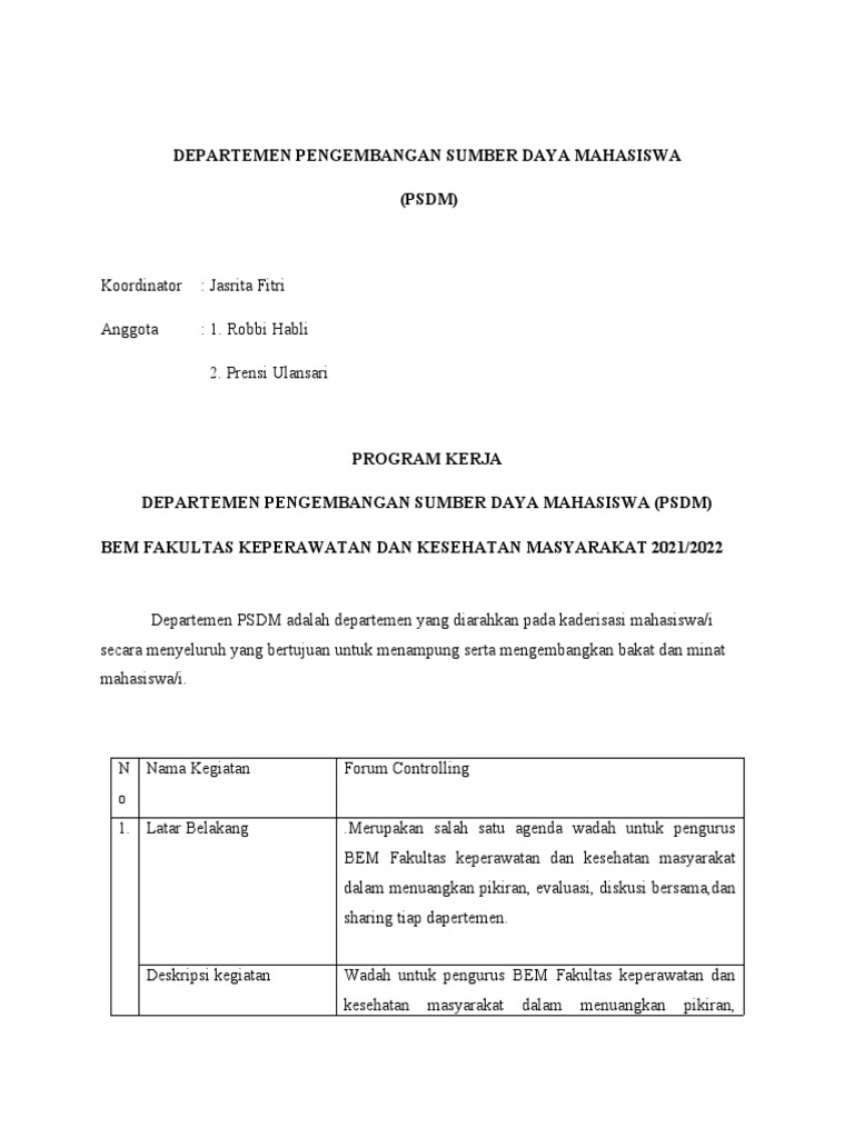 Proker PSDM Bem FKKM | PDF