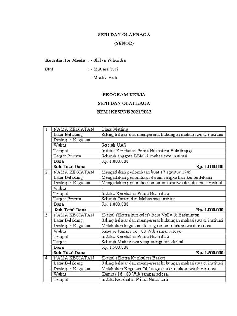 Proker Senor Bem FKKM | PDF | Karier & Perkembangan