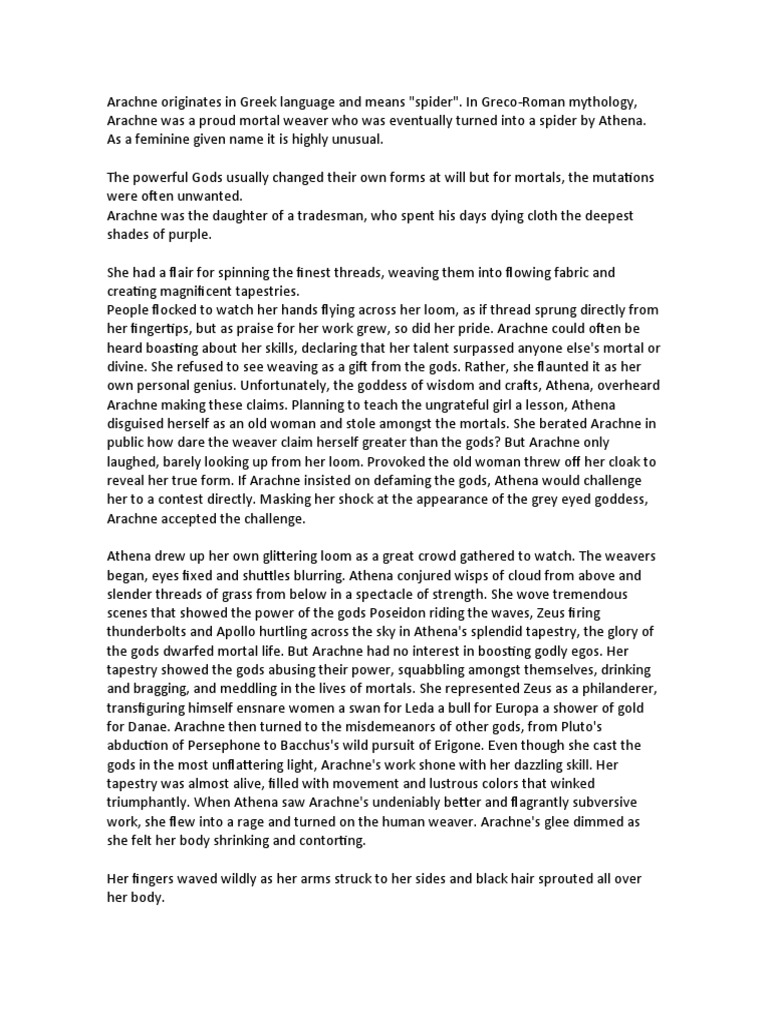 Arachne | Download Free PDF | Athena | Weaving