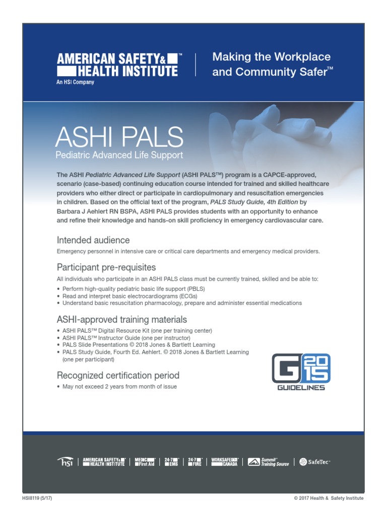 ASHI PALS Specification Sheet | PDF | Intensive Care Medicine ...