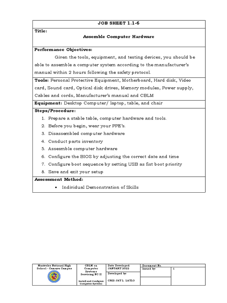 13. Job Sheet | PDF | Computer Hardware | Booting