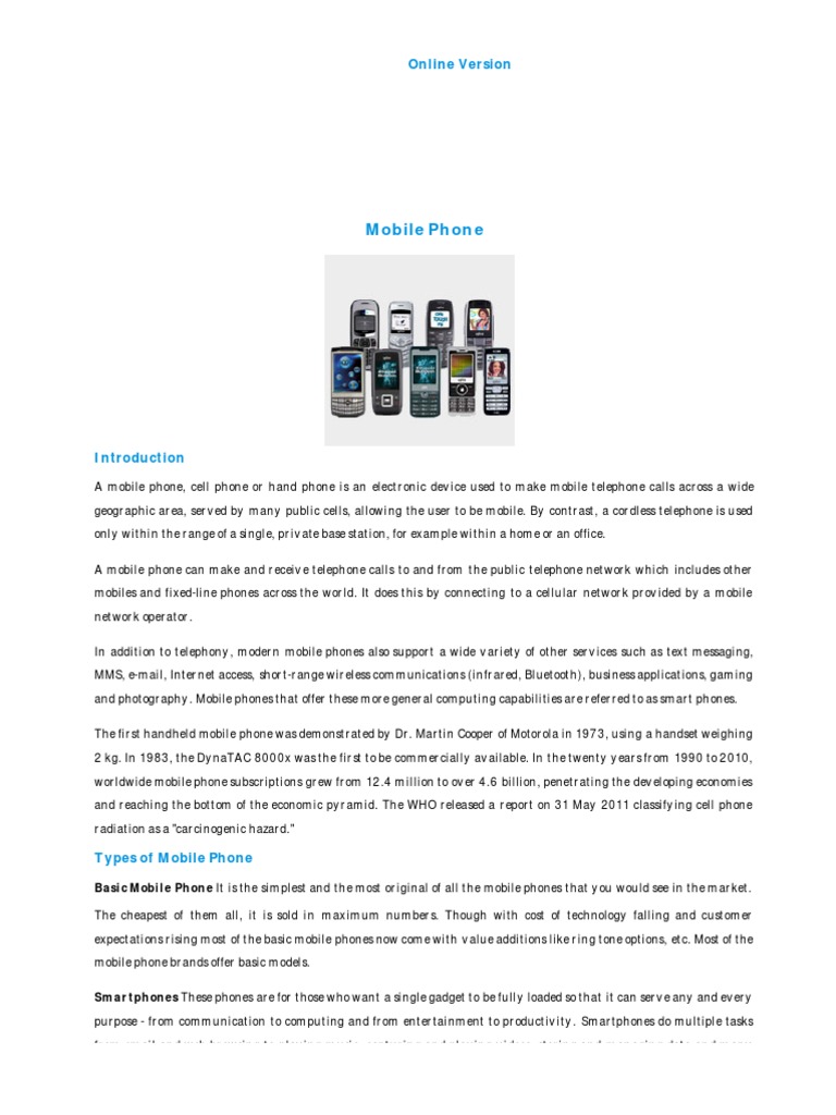 Mobile Phone: Online Version | PDF | Telecommunications Equipment ...