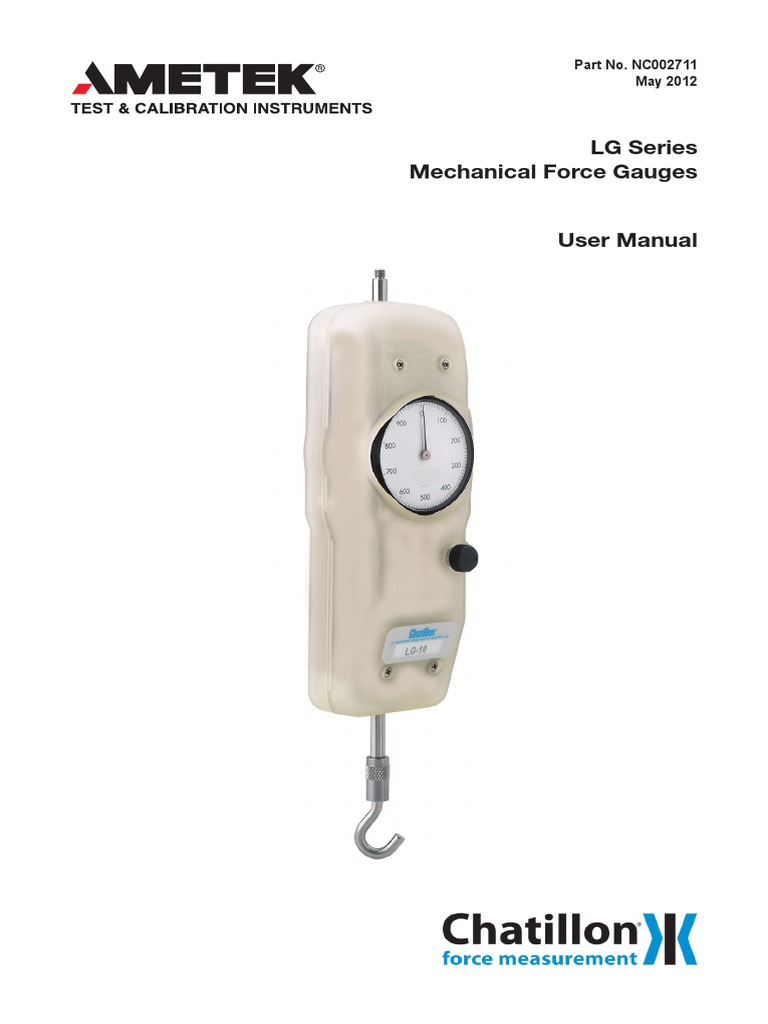 Mechanical Force Gauge LG Manual English | PDF | Calibration | Force