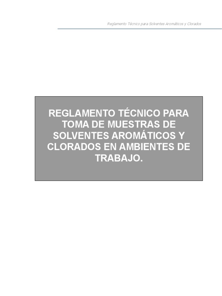 Reglamento de Muestreo de Solventes | PDF | Higiene Ocupacional | Adsorción