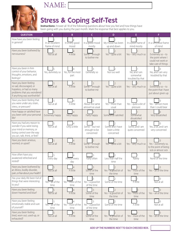 Stress - and - Coping - Self - Test Fillable | PDF | Cognition | Stress ...