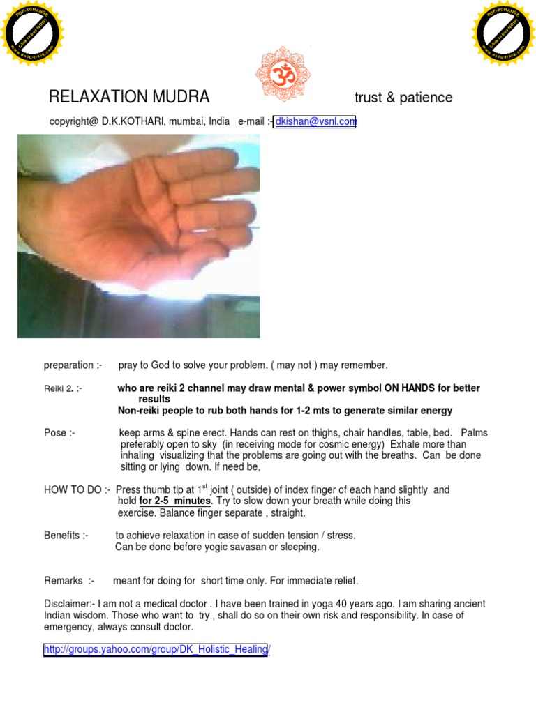 Relaxation Mudra | PDF | Relaxation (Psychology) | Breathing