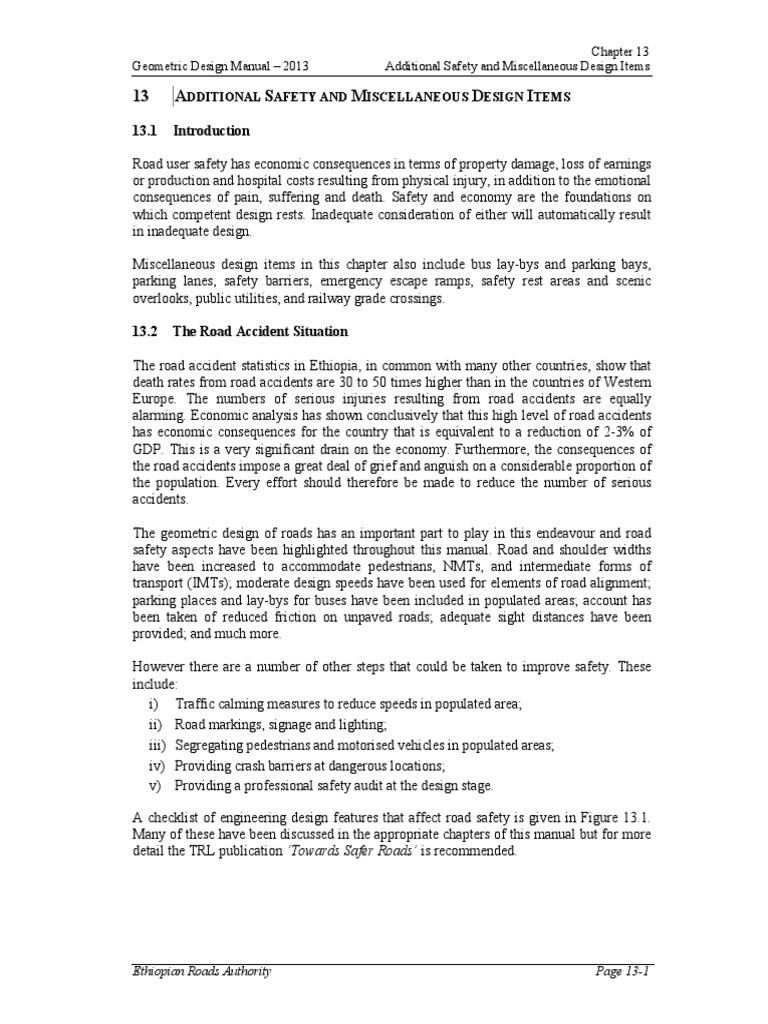 Geometric Design Manual With Appendices Final - Chapter 13-14 | PDF ...