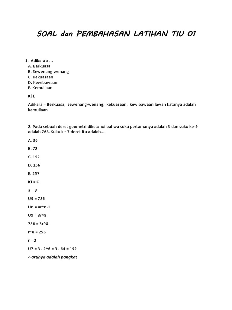 Latihan Tiu 01 | PDF