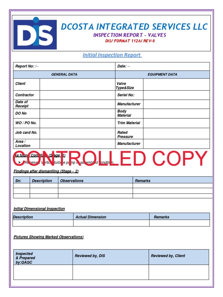 Initial Inspection Report-CONTROLED | PDF
