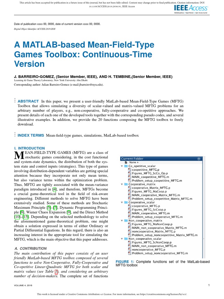 A MATLAB-based Mean-Field-Type Games Toolbox: Continuous-Time | PDF ...