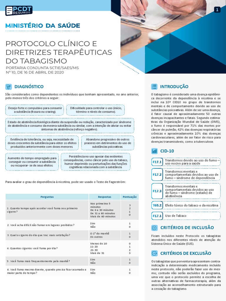 PCDT Resumido Tabagismo | PDF | Nicotina | Cigarro