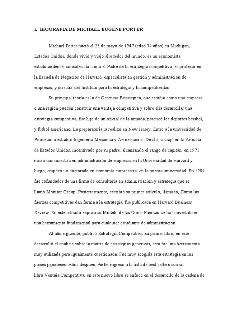 Biografía de Michael Eugene Porter | PDF | Economias | Business