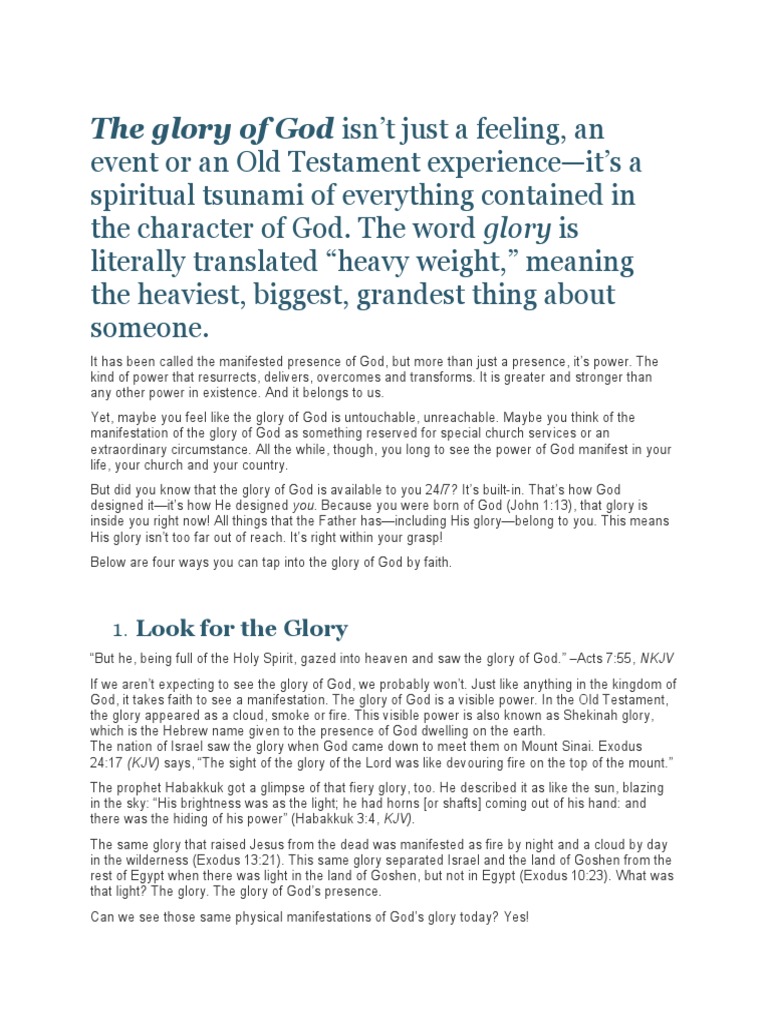 The Glory of God NOTES | PDF | Religious Belief And Doctrine | Theology