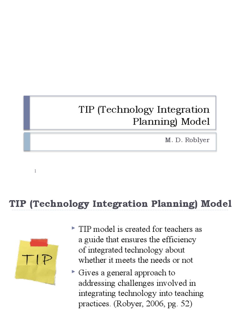 TIP (Technology Integration Planning) Model: M. D. Roblyer | PDF ...