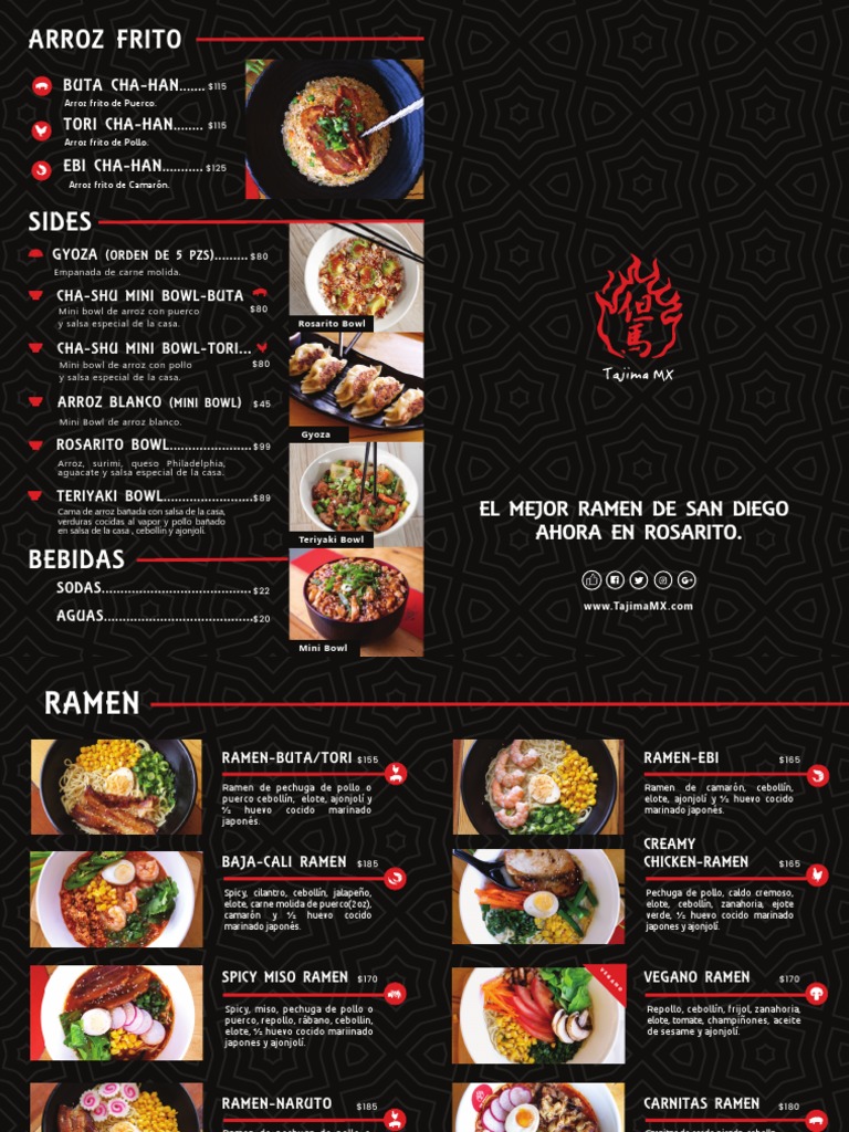 Menú de Ramen en Rosarito | PDF | Ingredientes de comida | Comida ...
