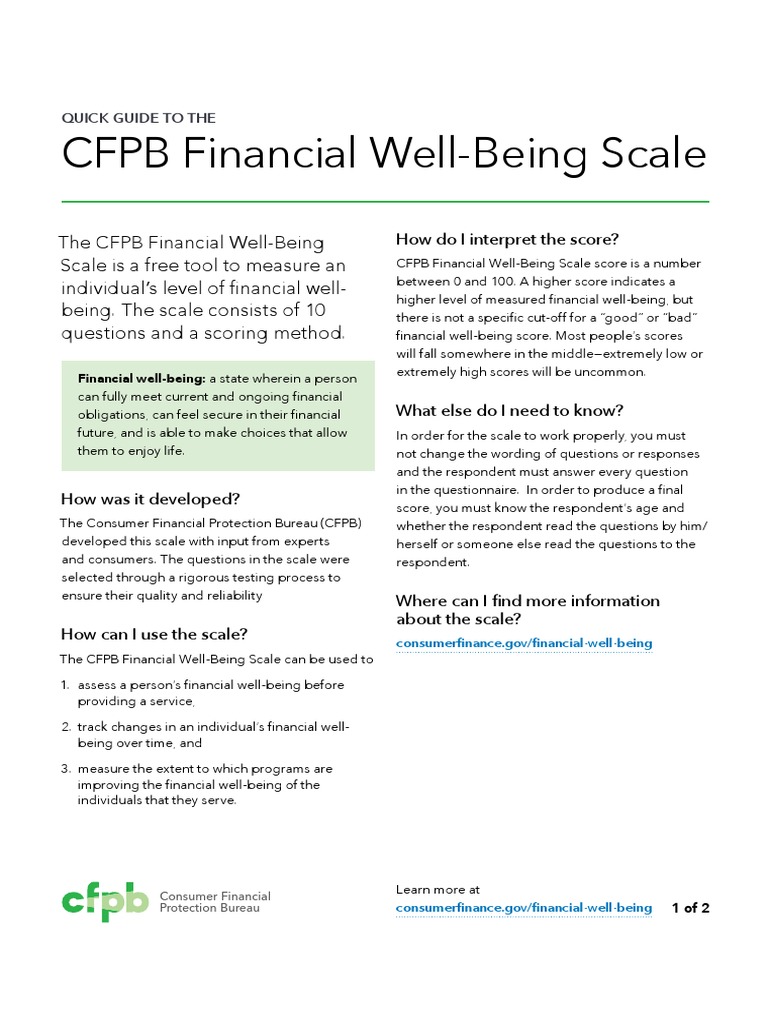 CFPB Financial Well-Being Scale | PDF | Finance & Money Management ...