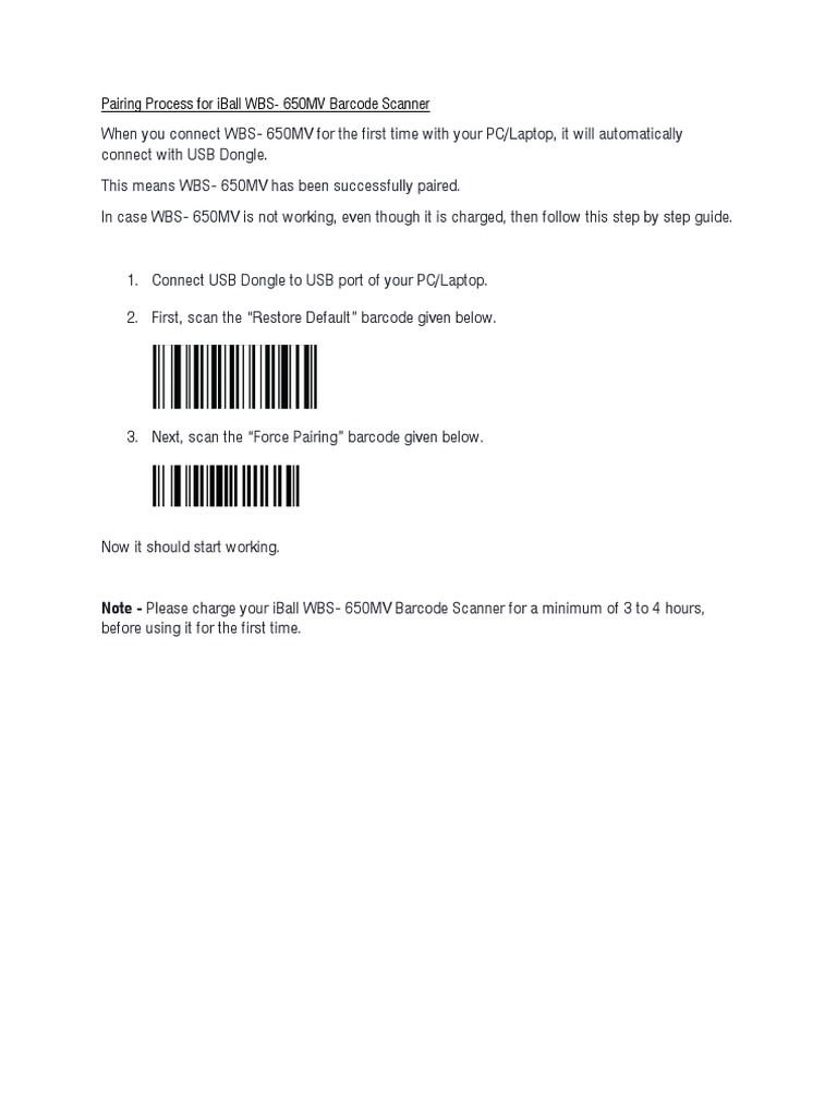 Iball 650m Scanner Pairing PDF | PDF