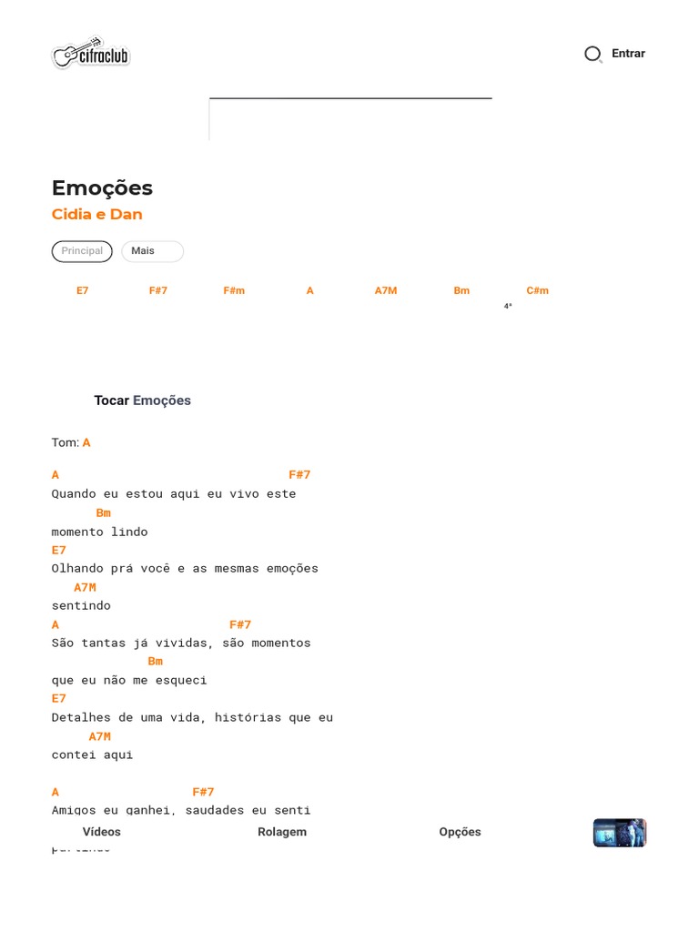 Emoções - Cidia e Dan - Cifra Club | PDF