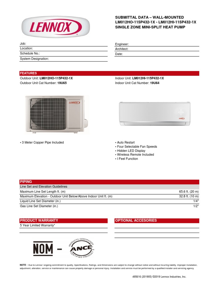 Features: Submittal Data - Wall-Mounted LM012HO-115P432-1X - LM012HI ...
