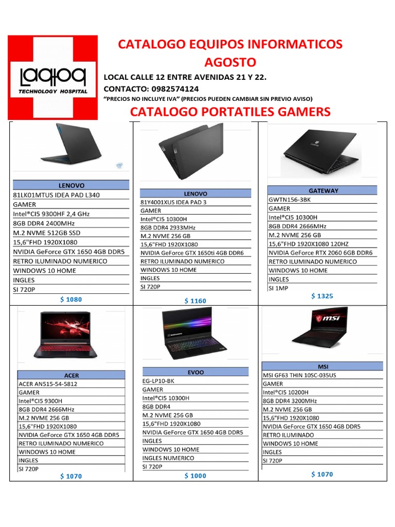 Catalogo Equipos Informaticos Agosto Gamers | PDF